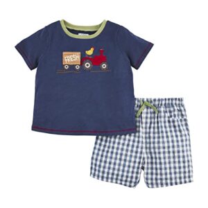 mud pie baby boys farm fresh short set, blue, small us