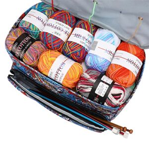 AZURAOKEY Knitting Bag Large Size, 600D Oxford Cloth Yarn Storage Bag Multifunctional Crochet Knitting Tote Bags for Thread Wool Yarn Crochet Hooks Needles Organizer