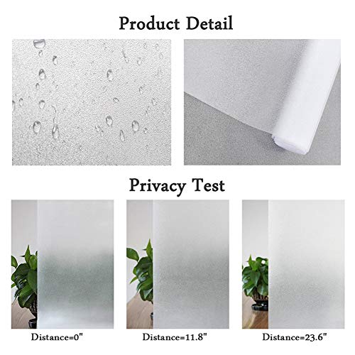 Niviy Etched Privacy Window Film Frosted Glass Static Cling Non Adhesive Window Frost Film for Home Office, 17.5 inch x 78.7 inch