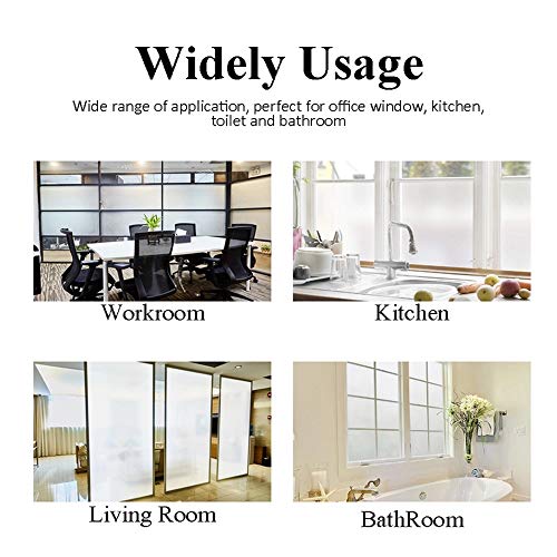 Niviy Etched Privacy Window Film Frosted Glass Static Cling Non Adhesive Window Frost Film for Home Office, 17.5 inch x 78.7 inch