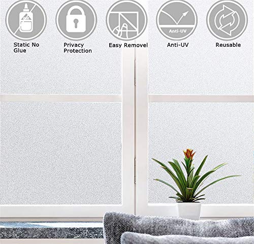 Niviy Etched Privacy Window Film Frosted Glass Static Cling Non Adhesive Window Frost Film for Home Office, 17.5 inch x 78.7 inch