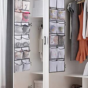 MISSLO Over The Door Shoe Organizer 12 Large Mesh Pockets Hanging Narrow Closet Door, White, 2 Pack