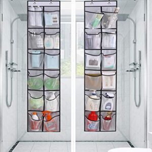 MISSLO Over The Door Shoe Organizer 12 Large Mesh Pockets Hanging Narrow Closet Door, White, 2 Pack