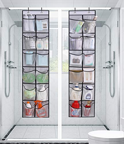 MISSLO Over The Door Shoe Organizer 12 Large Mesh Pockets Hanging Narrow Closet Door, White, 2 Pack