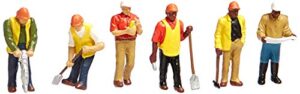 bachmann scene scopes-miniature figures-civil engineers (6pcs/pak) ho scale, multicolor