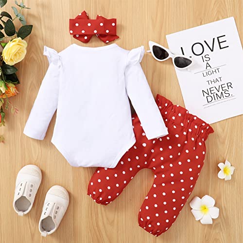 Magic Park Baby Girls Shirts Pant Set Ruffle Infant Girl Outfits Toddler Girl Love Print Clothes ((Red Long-2, 12-18 Months)