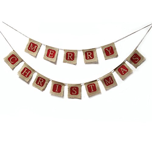 GOER MERRY CHRISTMAS Burlap Banners Garlands for Xmas Party Decoration Photo Prop (Classic)