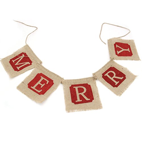 GOER MERRY CHRISTMAS Burlap Banners Garlands for Xmas Party Decoration Photo Prop (Classic)