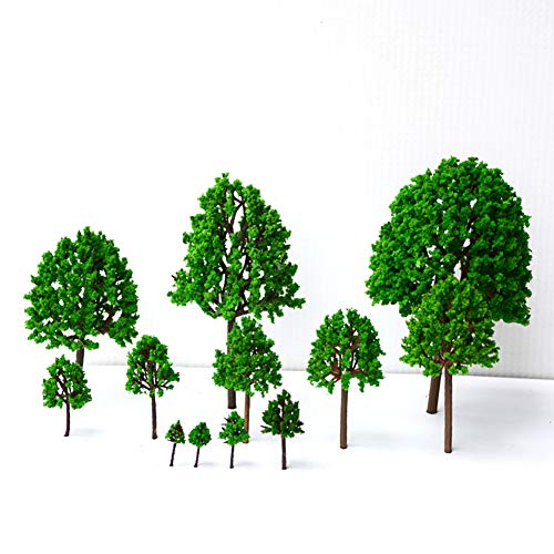 ACKLLR 21 Pieces Mixed Model Trees,1.18-5.51 inch Model Train Scenery Architecture Trees Fake Trees for DIY Crafts, Building Model, Projects, Woodland with No Bases,Railroad Landscape Natural Green