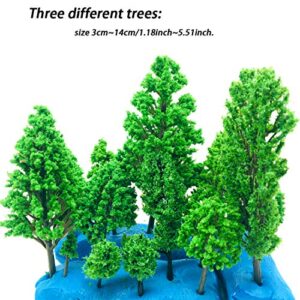 ACKLLR 21 Pieces Mixed Model Trees,1.18-5.51 inch Model Train Scenery Architecture Trees Fake Trees for DIY Crafts, Building Model, Projects, Woodland with No Bases,Railroad Landscape Natural Green