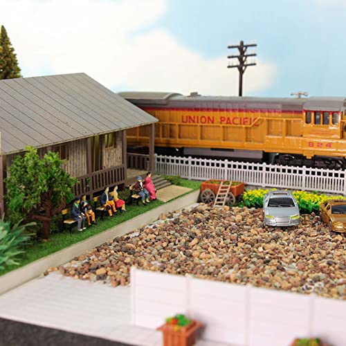 Hiawbon 50 Pcs People Figurines Set Tiny Sitting and Standing Delicate Hand Painted People Model Train Park Street People Figures for Miniature Scenes,1:87 Scale