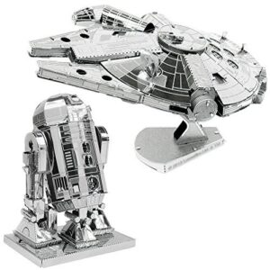 fascinations metal earth 3d model kits star wars set of 2 millennium falcon & r2-d2