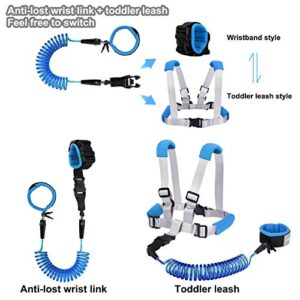 Blisstime 2 in 1 Toddler Leash - Anti Lost Wrist Link for Toddlers - Toddler Harness, Baby Leash, Leash for Toddlers, Wrist Leashes, Child Leashes for Toddlers, Not Easy to Open Without Key