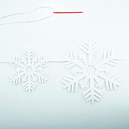 FAZHBARY 2 Pack White Felt Snowflake Garland Banner Winter Garland Snow Banner Christmas Winter Themed Party Decorations Supplies