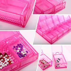 MissLytton Small Storage Box Jewelry Bead Organizer, Clear Plastic Covered Container Box with 20 Removeable Compartment, Perfect for Storing Nail Arts Rhinestones, Small Charms, Earrings, Seeds