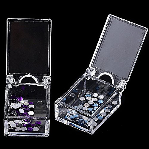 MissLytton Small Storage Box Jewelry Bead Organizer, Clear Plastic Covered Container Box with 20 Removeable Compartment, Perfect for Storing Nail Arts Rhinestones, Small Charms, Earrings, Seeds