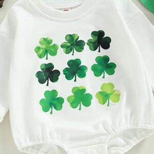 St Patrick's Day Baby Boy Girl Clothes Sweatshirt Romper Heart Oversized Bodysuit Onesie Spring Winter Baby Clothes (Gradient Clover, 12-18 Months)