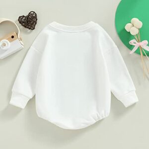 St Patrick's Day Baby Boy Girl Clothes Sweatshirt Romper Heart Oversized Bodysuit Onesie Spring Winter Baby Clothes (Gradient Clover, 12-18 Months)