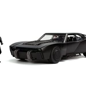 Jada Toys DC Comics The Batman 1:18 Batmobile with Lights Die-cast Car & 3.75" Batman Figure, Toys for Kids and Adults,Black