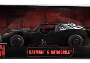 Jada Toys DC Comics The Batman 1:18 Batmobile with Lights Die-cast Car & 3.75" Batman Figure, Toys for Kids and Adults,Black