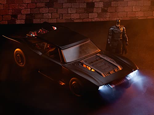 Jada Toys DC Comics The Batman 1:18 Batmobile with Lights Die-cast Car & 3.75" Batman Figure, Toys for Kids and Adults,Black