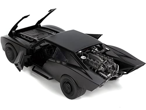 Jada Toys DC Comics The Batman 1:18 Batmobile with Lights Die-cast Car & 3.75" Batman Figure, Toys for Kids and Adults,Black