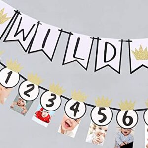 Cooper Live Wild One Banner - Wild One Birthday Wall Background Banner, Birthday Party Happy Birthday 1 Birthday Party, Wild One Photo Banner. Jungle First Birthday Photo Banner (White)