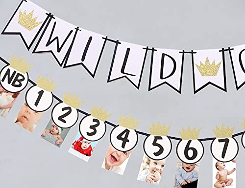 Cooper Live Wild One Banner - Wild One Birthday Wall Background Banner, Birthday Party Happy Birthday 1 Birthday Party, Wild One Photo Banner. Jungle First Birthday Photo Banner (White)