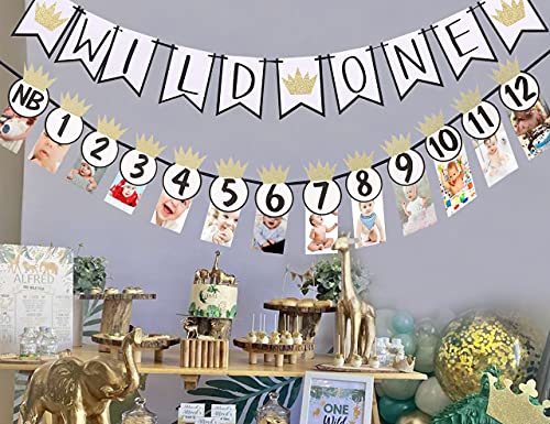 Cooper Live Wild One Banner - Wild One Birthday Wall Background Banner, Birthday Party Happy Birthday 1 Birthday Party, Wild One Photo Banner. Jungle First Birthday Photo Banner (White)