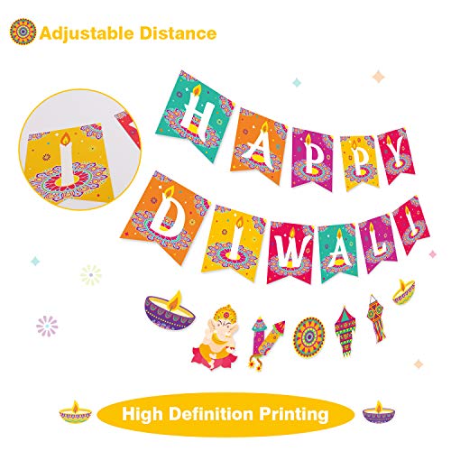 Happy Diwali Banners Deepavali Themed Pennants, Festival of Lights Party Decorations Hindu Diwali Greeting Party Supplies…