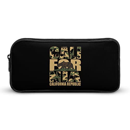 Camouflage California Repubic Pencil Case Makeup Bag Big Capacity Pouch Organizer for Office College