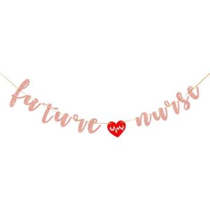 talorine glitter future nurse banner for nurse rn grad – finally done college graduation party bunting decorations supplies rose gold