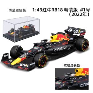 XTD Bburago 1:43 New 2022 F1 Red Bull Racing RB18 1# Verstappen 11# Perez Special Paint Formula One Alloy Super Toy Car Model (RB18 #1 Acrylic Box) White