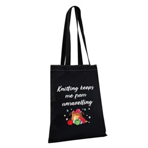 g2tup knitting tote bag yarn storage bag for knitting knitting keeps me from unravelling knitting lovers gift (knitting tote bag)