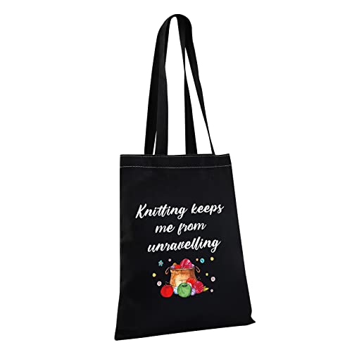 G2TUP Knitting Tote Bag Yarn Storage Bag for Knitting Knitting Keeps Me From Unravelling Knitting Lovers Gift (Knitting Tote Bag)