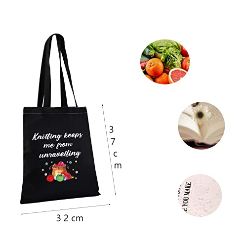 G2TUP Knitting Tote Bag Yarn Storage Bag for Knitting Knitting Keeps Me From Unravelling Knitting Lovers Gift (Knitting Tote Bag)