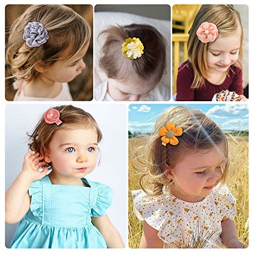 15 Pack Baby Girls Hair Clips Hair Bows Fully Lined Non Slip for Fine Handmade Hair Accessories for Newborn Infant Toddler Kids