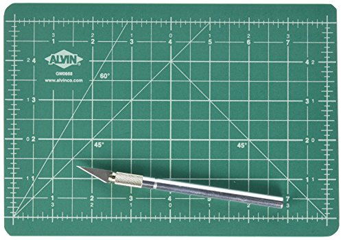 ALVIN Self-Healing Cutting Mat Kit 6"x8.5" Model GM0668 Double-Sided Mat with Art Knife, GBM Series, Gridded Rotary Cutting Board for Crafts, Sewing, Fabric - 6 inches x 8.5 inches