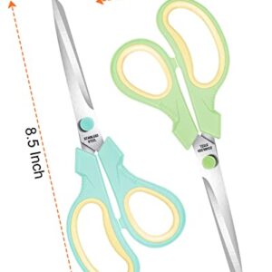 Scissors, All Purpose Thickened Scissor 8.5", Upgrade Stainless Steel Sharper Comfort Grip Scissors for Office School Supplies, Right/Left Handed, 3-Pack…