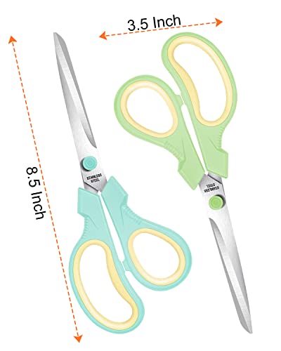 Scissors, All Purpose Thickened Scissor 8.5", Upgrade Stainless Steel Sharper Comfort Grip Scissors for Office School Supplies, Right/Left Handed, 3-Pack…