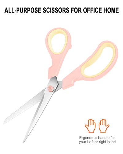 Scissors, All Purpose Thickened Scissor 8.5", Upgrade Stainless Steel Sharper Comfort Grip Scissors for Office School Supplies, Right/Left Handed, 3-Pack…