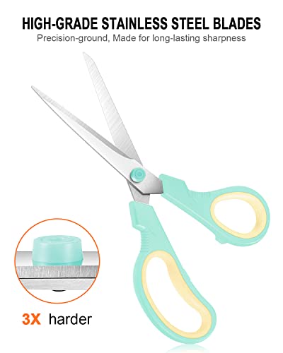 Scissors, All Purpose Thickened Scissor 8.5", Upgrade Stainless Steel Sharper Comfort Grip Scissors for Office School Supplies, Right/Left Handed, 3-Pack…