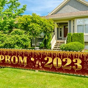 Large Prom 2023 Banner Graduation Party Decorations Maroon Congrats Grad Yard Sign Banner Backdrop for High School College Graduation Party Supplies