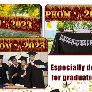 Large Prom 2023 Banner Graduation Party Decorations Maroon Congrats Grad Yard Sign Banner Backdrop for High School College Graduation Party Supplies