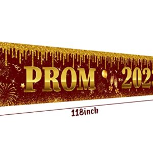 Large Prom 2023 Banner Graduation Party Decorations Maroon Congrats Grad Yard Sign Banner Backdrop for High School College Graduation Party Supplies