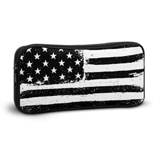 Black American Flag Pencil Case Makeup Bag Big Capacity Pouch Organizer for Office College