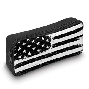 Black American Flag Pencil Case Makeup Bag Big Capacity Pouch Organizer for Office College