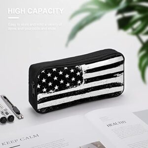 Black American Flag Pencil Case Makeup Bag Big Capacity Pouch Organizer for Office College