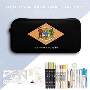 Delaware State Flag Pencil Case Makeup Bag Big Capacity Pouch Organizer for Office College