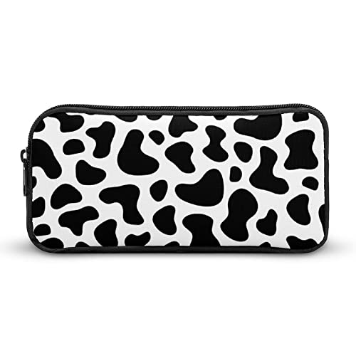 Cow Skin Animal Spots Pencil Case Makeup Bag Big Capacity Pouch Organizer for Office College